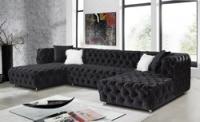 China New Fashion Nordic Italian European Luxury Sofa Furniture Classic Black Shinny Velvet Tufted Sectional Sofa For Home for sale