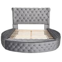 China Hot selling velvet Modern Curved Upholstery Bed Furniture Custom King bed Queen bed upholstered ottoman beds for Bedroom for sale