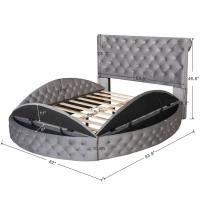 China Hot selling velvet Modern Curved Upholstery Bed Furniture Custom King bed Queen bed upholstered ottoman beds for Bedroom for sale