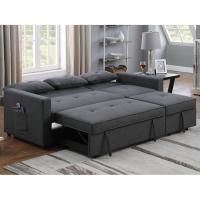China Convertible linen 3 SEATER SOFA SET with pull-out bed L shaped sofa bed with magazine pocket for living room for sale