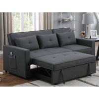 China Convertible linen 3 SEATER SOFA SET with pull-out bed L shaped sofa bed with magazine pocket for living room for sale