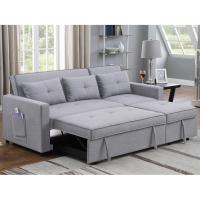 China Convertible linen 3 SEATER SOFA SET with pull-out bed L shaped sofa bed with magazine pocket for living room for sale