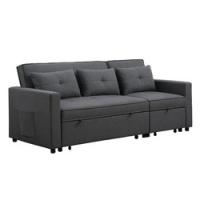 China Convertible linen 3 SEATER SOFA SET with pull-out bed L shaped sofa bed with magazine pocket for living room for sale