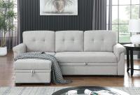 China Beige color L shape 3 seater sofa bed with  pull-out bed+chaise storage sleeper sofa bed for Living room and Apartment for sale