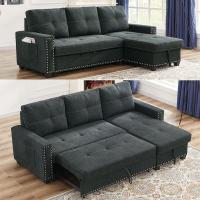 China Customized Best seller sleeper sofa 3 seaters sofa set with pull out bed and chaise with storage function for Apartment for sale
