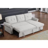 China OEM/ODM Furniture Manufacturer Living room sofa bed Linen fabric rivets Upholstered Reversible L shape Sofa Bed for sale