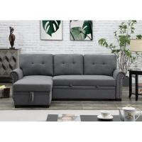 China OEM/ODM Furniture Manufacturer Living room sofa bed Linen fabric rivets Upholstered Reversible L shape Sofa Bed for sale