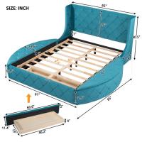 China Manufactory furniture SGS report 2m 2.2m king queen navy blue Luxury velvet round storage bed with drawer for hotel for sale