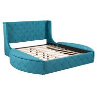 China Manufactory furniture SGS report 2m 2.2m king queen navy blue Luxury velvet round storage bed with drawer for hotel for sale