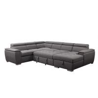 China Customized Hot sale furniture living room sofa set modern u shaped sectional sofa w/pull out bed and storage chaise for sale