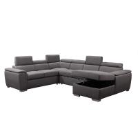 China Customized Hot sale furniture living room sofa set modern u shaped sectional sofa w/pull out bed and storage chaise for sale