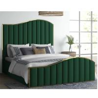 China ODM/OEM popular France Top grade gold metal frame velvet king bed queen bed Upholstered beds for bedroom Boconcept for sale