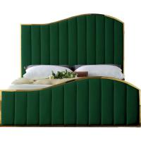 China ODM/OEM popular France Top grade gold metal frame velvet king bed queen bed Upholstered beds for bedroom Boconcept for sale
