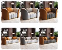 China Combination of colors napa leather 1+2+3+4 sectional couch Curved back sitting living room furniture modern sofas set for sale
