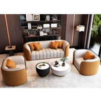 China Combination of colors napa leather 1+2+3+4 sectional couch Curved back sitting living room furniture modern sofas set for sale