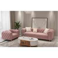 China Top grade Cara Furniture various color gold metal leg tufted velvet gray recliner sofa set 3+2+1 seater sectional sofa for sale
