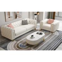 China Top grade Cara Furniture various color gold metal leg tufted velvet gray recliner sofa set 3+2+1 seater sectional sofa for sale