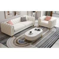 China Top grade Cara Furniture various color gold metal leg tufted velvet gray recliner sofa set 3+2+1 seater sectional sofa for sale