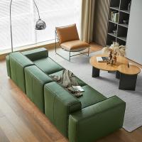 China 2024 ODM OEM direct verified customized producer modular sofa loveseat 3p 4s corduroy green genuine leather couch for sale
