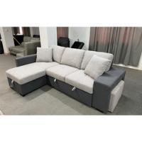 China OEM/ODM Furniture Contrast colors linen fabric loveseat with pull-out bed and storage chaise with stools sofa bed sets for sale