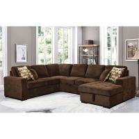 China chocolate pineapple pattern u-shaped 2seater single armrest loveseat pull-out bed sectional sofa bed sets for sale