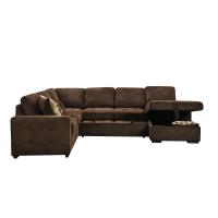 China chocolate pineapple pattern u-shaped 2seater single armrest loveseat pull-out bed sectional sofa bed sets for sale