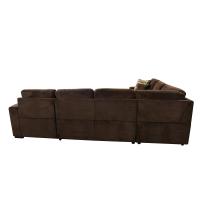 China chocolate pineapple pattern u-shaped 2seater single armrest loveseat pull-out bed sectional sofa bed sets for sale