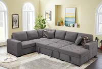 China chocolate pineapple pattern u-shaped 2seater single armrest loveseat pull-out bed sectional sofa bed sets for sale