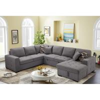 China Modern u-shape 2pc seater corner and loveseat w/ pull-out bed drawing room sectional chaise linen fabric sofa set for sale
