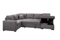 China Modern u-shape 2pc seater corner and loveseat w/ pull-out bed drawing room sectional chaise linen fabric sofa set for sale