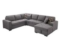 China Modern u-shape 2pc seater corner and loveseat w/ pull-out bed drawing room sectional chaise linen fabric sofa set for sale