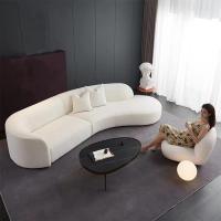 China Italian cloud cream lamb velvet sofa set moon shaped curved light luxury Nordic sherpa lambs wool modern corner sofa bed for sale