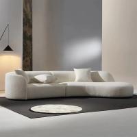 China Italian cloud cream lamb velvet sofa set moon shaped curved light luxury Nordic sherpa lambs wool modern corner sofa bed for sale
