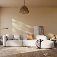 China Italian cloud cream lamb velvet sofa set moon shaped curved light luxury Nordic sherpa lambs wool modern corner sofa bed for sale