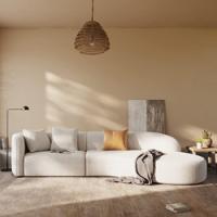China Italian cloud cream lamb velvet sofa set moon shaped curved light luxury Nordic sherpa lambs wool modern corner sofa bed for sale