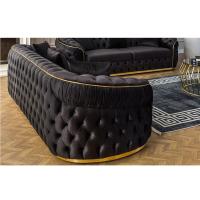 China European-Style Sofa Living Room Furniture black Velvet Sofa Set Modern Tufted Chesterfield Sofa set of 123 for sale