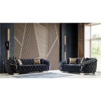 China European-Style Sofa Living Room Furniture black Velvet Sofa Set Modern Tufted Chesterfield Sofa set of 123 for sale