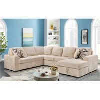 China Best Selling Trustworthy Corner Foldable breathable beige fabric 2 loveseat extendable bed Sleeper Sectional Sofa Bed for sale