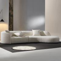 China Italian minimalist fabric lamb velvet sofa set shaped curved light luxury Nordic modern corner sofa bed for sale