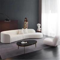 China Italian minimalist fabric lamb velvet sofa set shaped curved light luxury Nordic modern corner sofa bed for sale