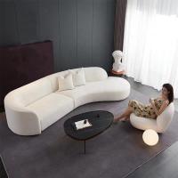 China Italian minimalist fabric lamb velvet sofa set shaped curved light luxury Nordic modern corner sofa bed for sale