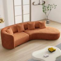 China Italian minimalist fabric lamb velvet sofa set shaped curved light luxury Nordic modern corner sofa bed for sale