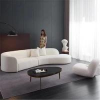 China Italian minimalist fabric lamb velvet sofa set shaped curved light luxury Nordic modern corner sofa bed for sale