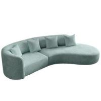China Italian minimalist fabric lamb velvet sofa set shaped curved light luxury Nordic modern corner sofa bed for sale