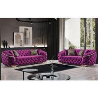 China Factory direct sales of the latest design luxury sofa set 2+3Velvet purple fabric living room sofa for Hotel apartment for sale