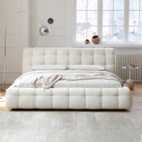 China OEM/ODM Furniture Factory direct sales of the latest design of white lambwool cake velvet fabric cream bread hotel beds for sale