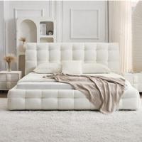 China OEM/ODM Furniture Factory direct sales of the latest design of white lambwool cake velvet fabric cream bread hotel beds for sale