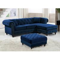 China OEM/ODM Furniture Factory Direct Selling velvet living room sofa luxury tufted corner sofa Chesterfield sofa ottoman for sale