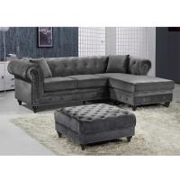 China OEM/ODM Furniture Factory Direct Selling velvet living room sofa luxury tufted corner sofa Chesterfield sofa ottoman for sale