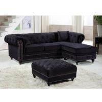 China OEM/ODM Furniture Factory Direct Selling velvet living room sofa luxury tufted corner sofa Chesterfield sofa ottoman for sale